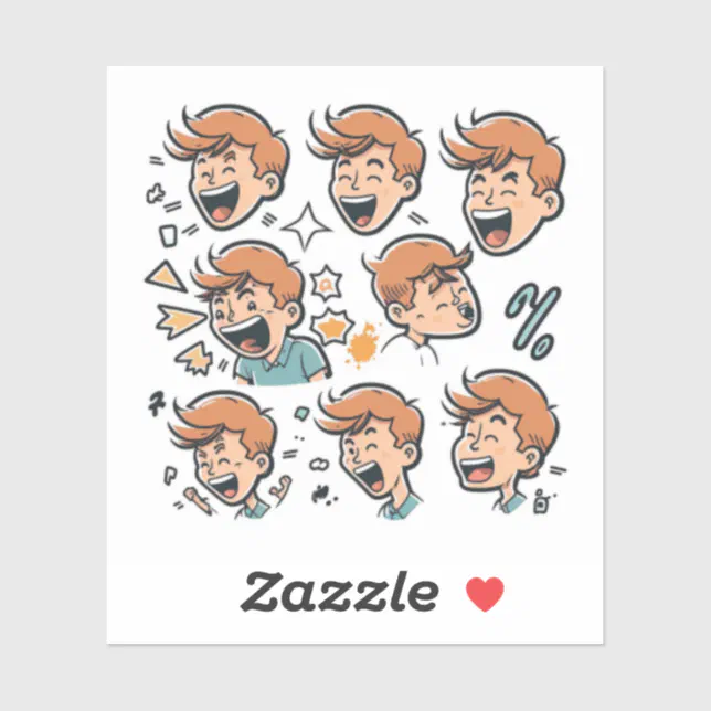 A sticker for a group of anime characters laughing | Zazzle