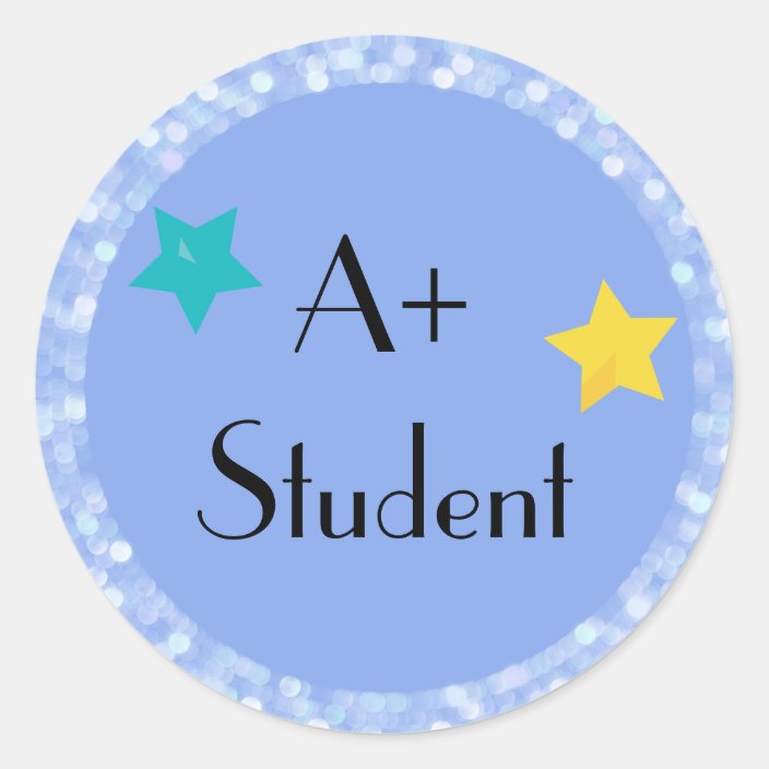 A+ Student with Stars Classic Round Sticker | Zazzle