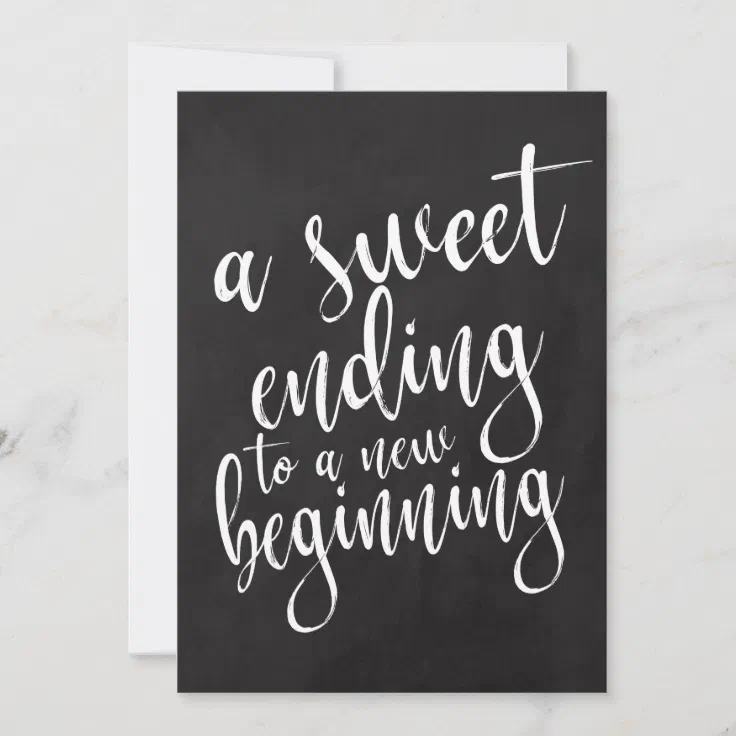 A sweet ending affordable chalkboard wedding sign | Zazzle