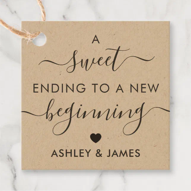 A Sweet Ending to a New Beginning Gift Tag, Kraft Favor Tags | Zazzle