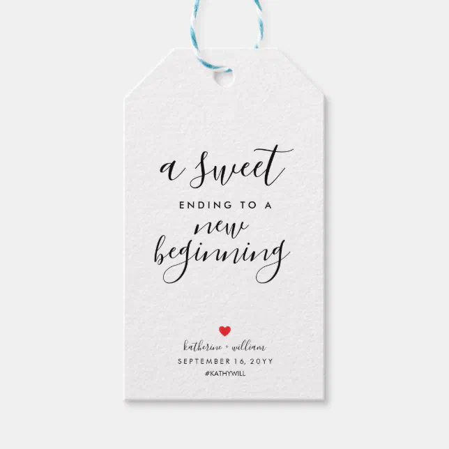 A Sweet Ending To a New Beginning Wedding Favor Gift Tags | Zazzle
