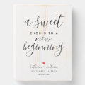A Sweet Ending To a New Beginning Wedding Favor Wooden Box Sign | Zazzle