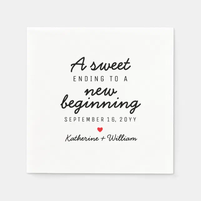 A Sweet Ending To a New Beginning Wedding Napkins | Zazzle