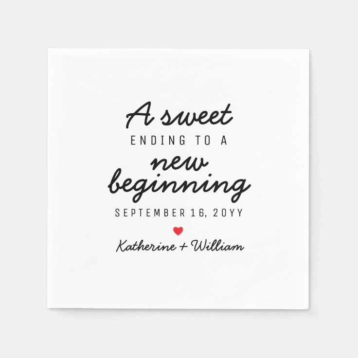 A Sweet Ending To a New Beginning Wedding Napkins | Zazzle