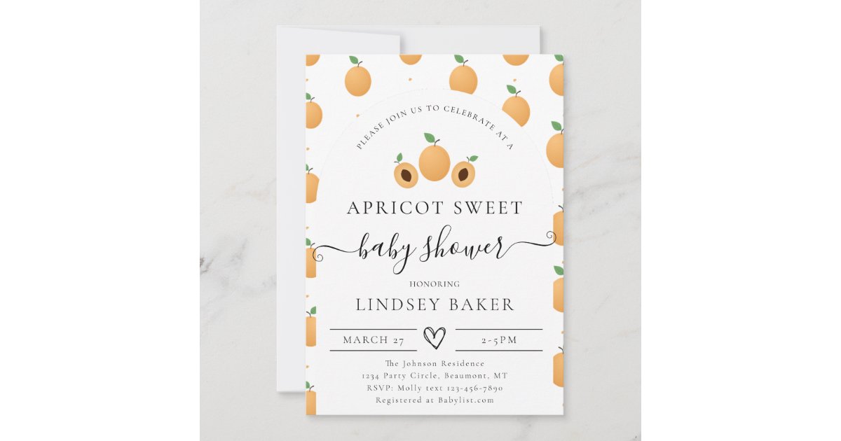 A Sweet Little Apricot baby shower Invitation | Zazzle