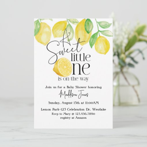 A sweet little one, Lemon theme, Baby shower, Invitation | Zazzle