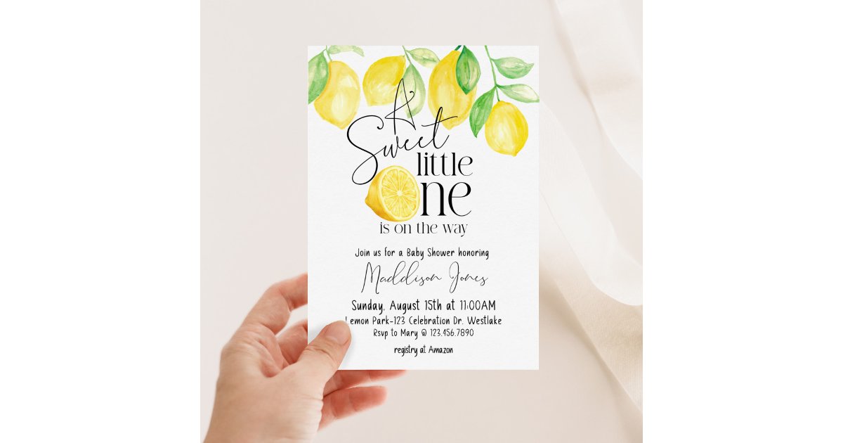 A sweet little one, Lemon theme, Baby shower, Invitation | Zazzle