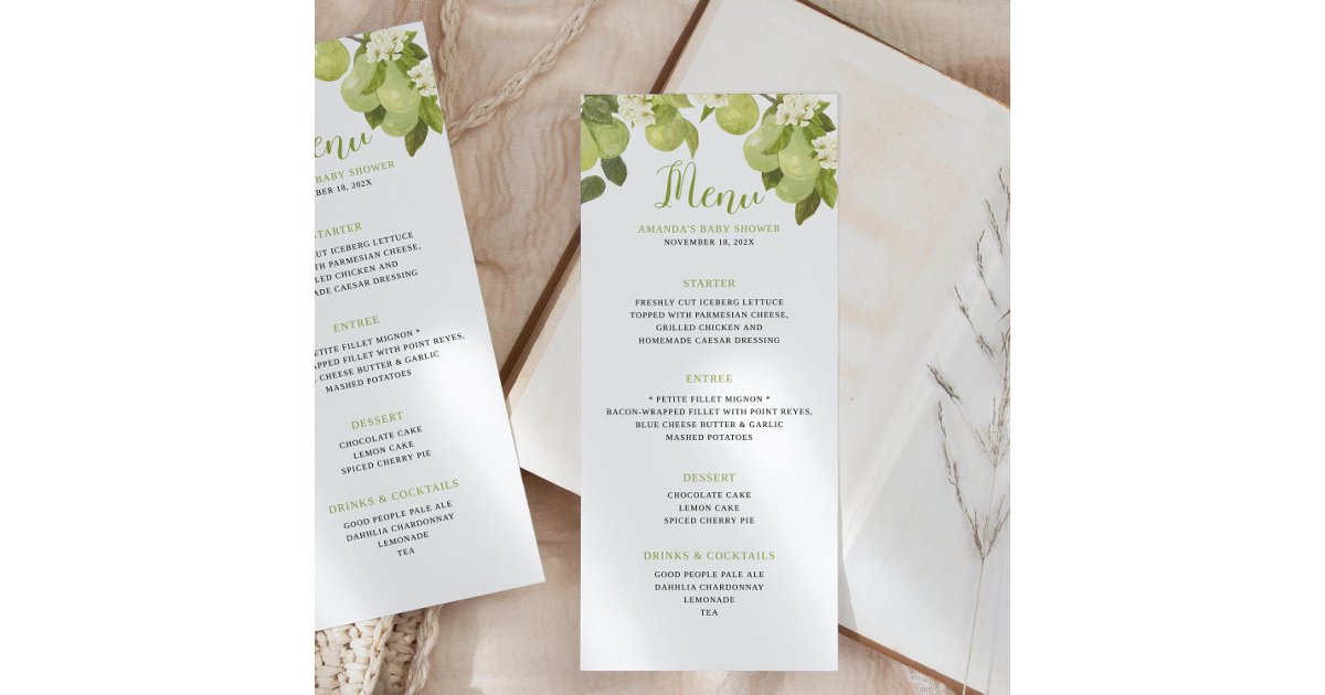 A Sweet Little Pear Menu | Zazzle