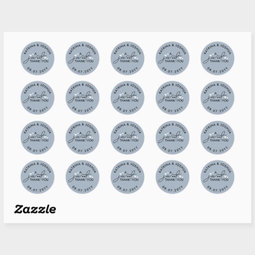 A Sweet Thank You Ash Blue Hearts Wedding Favor Classic Round Sticker ...