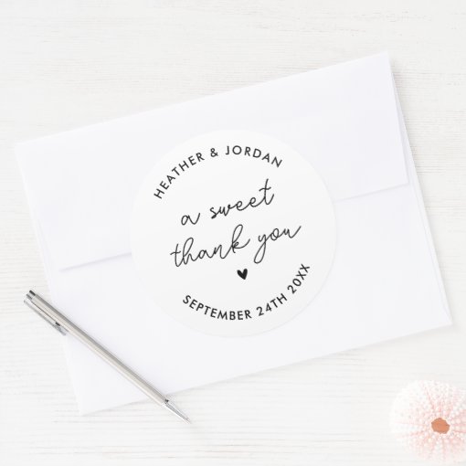 A Sweet Thank You Wedding Sweets Favor Classic Round Sticker | Zazzle