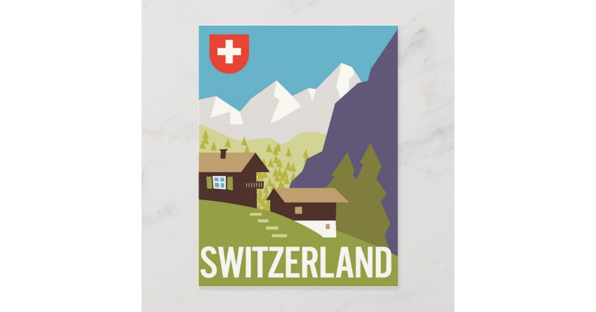 A Switzerland Travel Poster Postcard | Zazzle