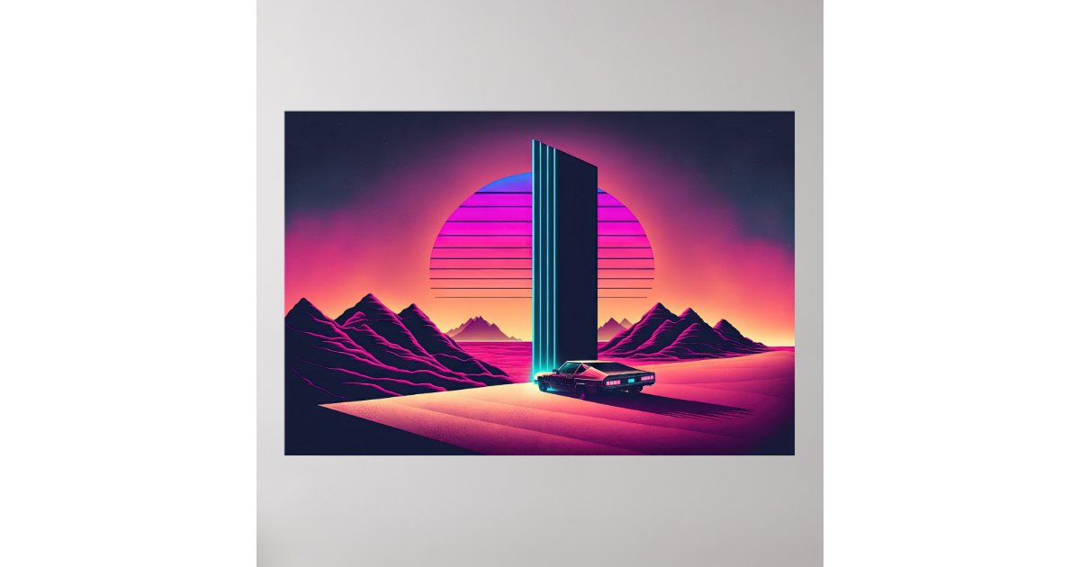 A Synthwave Drive Through the Desert Poster | Zazzle