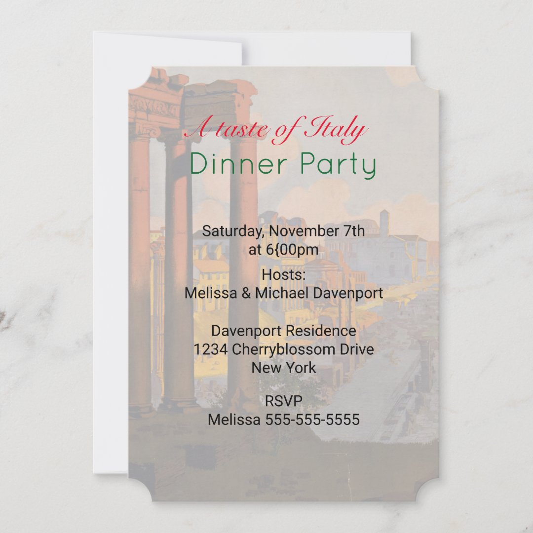 A Taste of Italy Dinner Party Invite | Zazzle