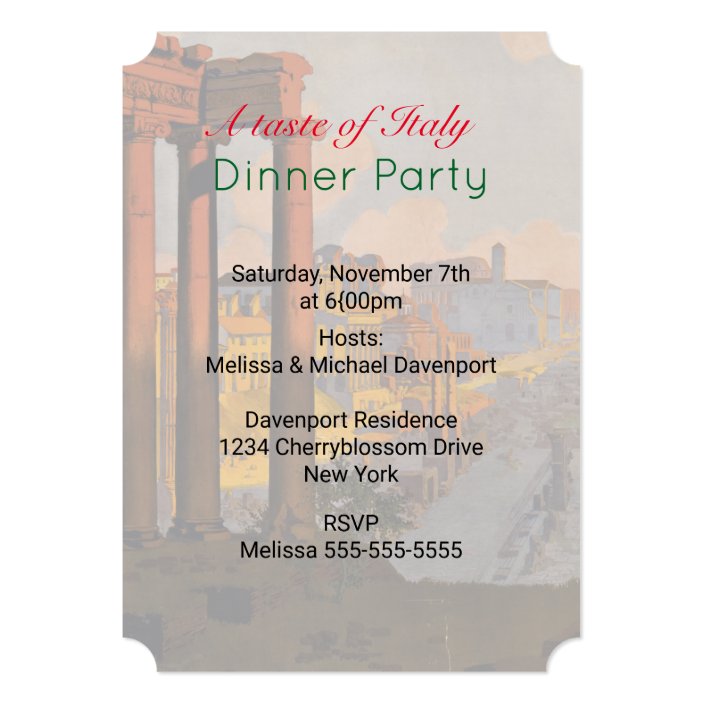 A Taste of Italy Dinner Party Invite | Zazzle.com