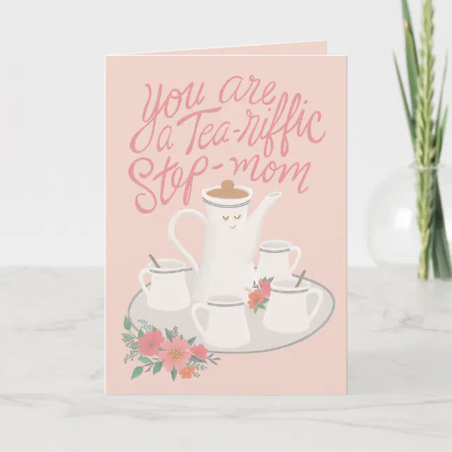 A Tea-riffic Stepmom Mother's Day tea set design Card | Zazzle