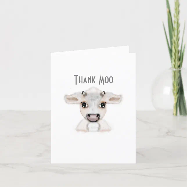 A Thank Moo Card | Cow Thank You Card| Cute Cow | Zazzle