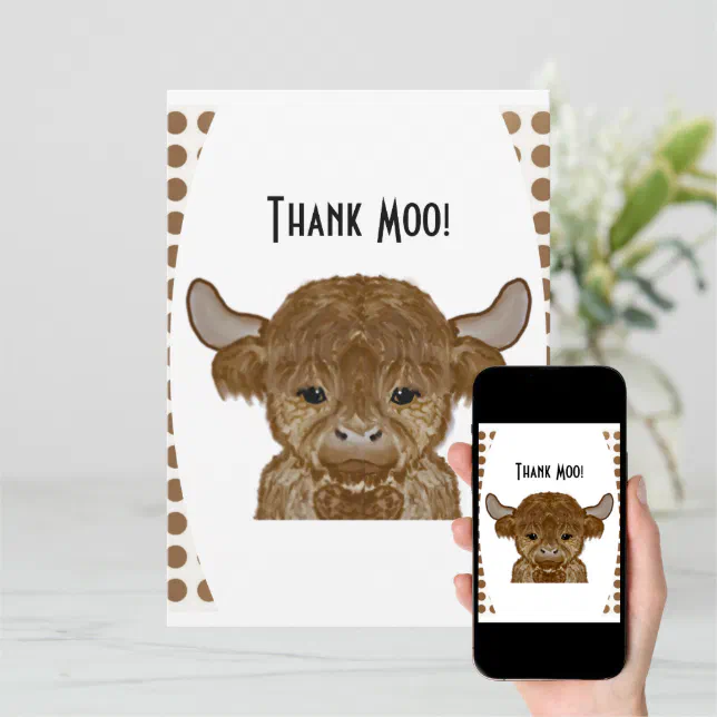 A Thank Moo Card |Thank You Card| Highlander Cow | Zazzle