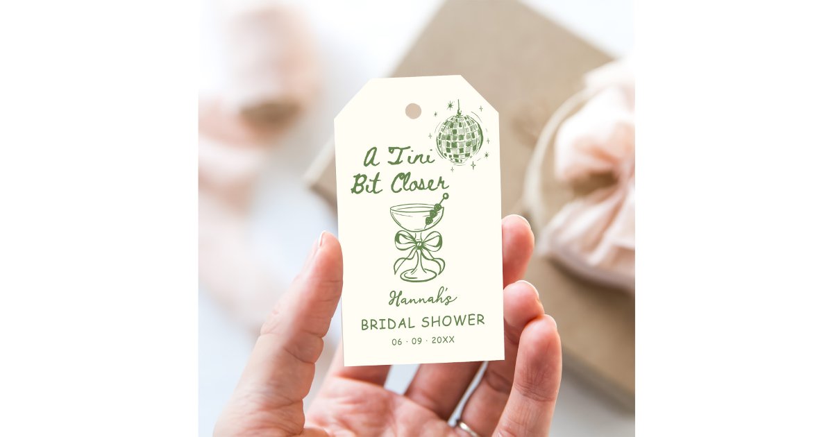 A Tini Bit Closer Drawn Bridal Shower Gift Tags | Zazzle