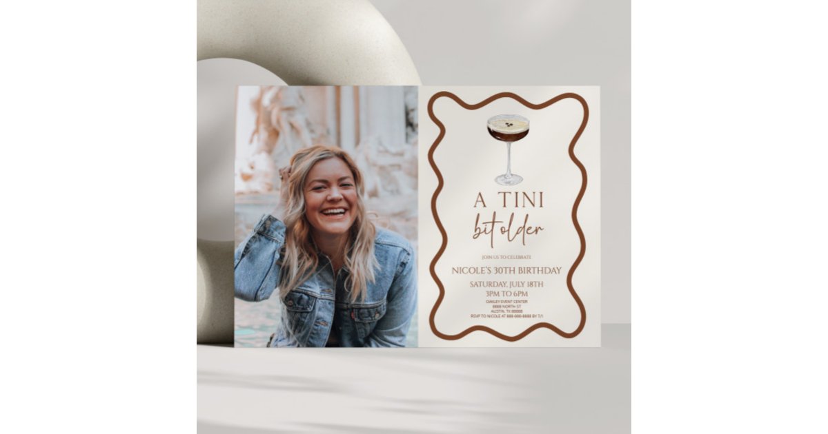 A Tini Bit Older Expresso Martini Birthday Party Invitation | Zazzle