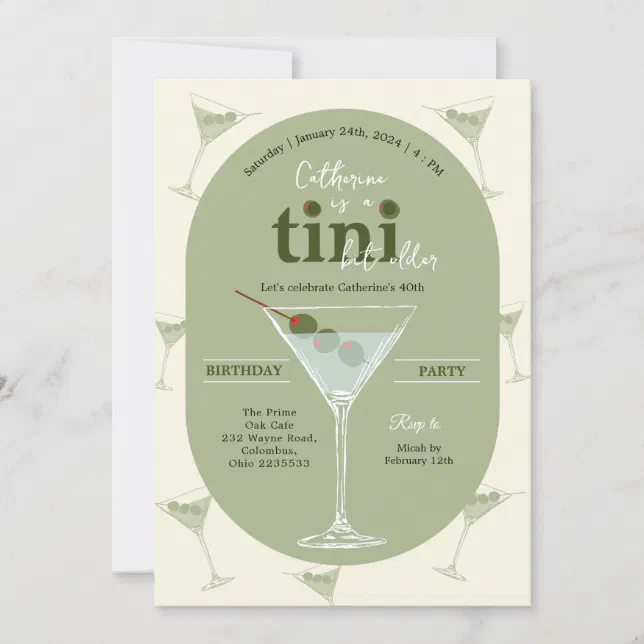 A Tini Bit Older Martini Birthday Invitation | Zazzle