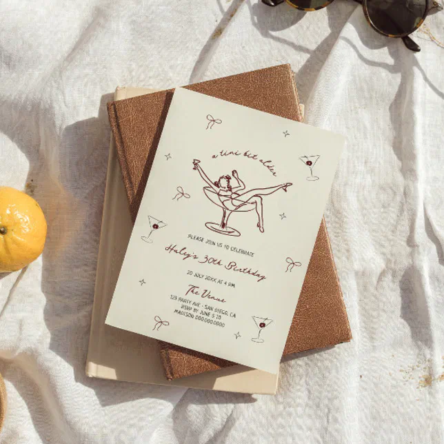 A Tini Bit Older Quirky Maroon Hand Drawn Birthday Invitation | Zazzle