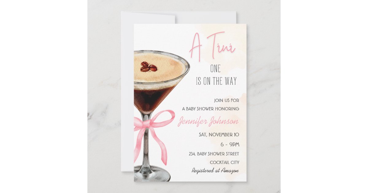 A Tini One Expresso Martini Baby Shower Invitation | Zazzle