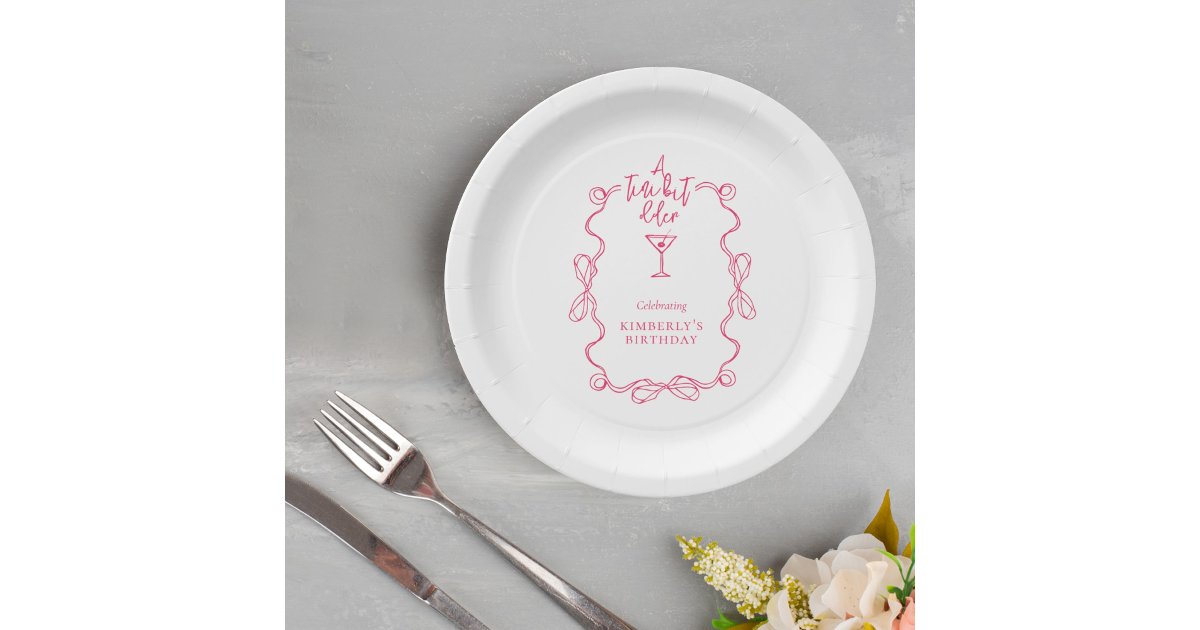A Tiny Bit Older Pink Wavy Border Birthday Party Paper Plates | Zazzle