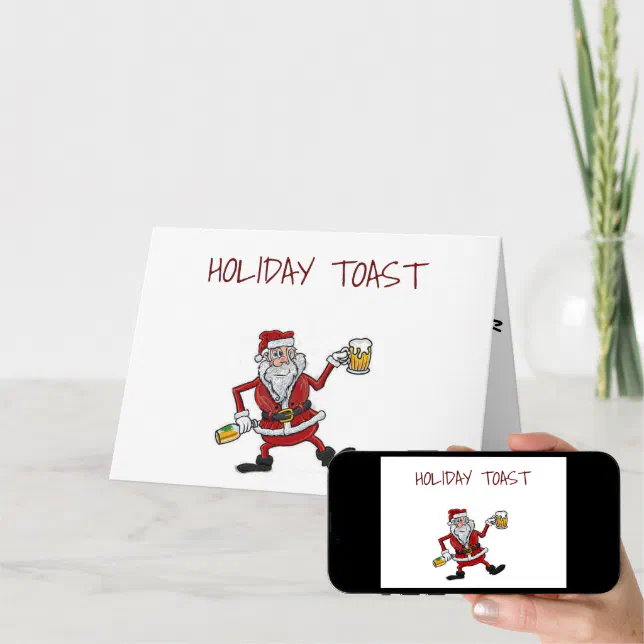 **A TOAST FOR HOLIDAY CHEER FROM SANTA** CARD | Zazzle