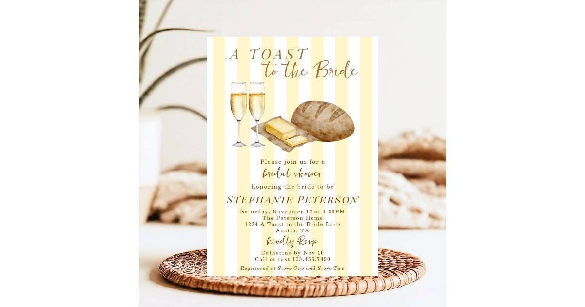 A Toast To The Bride Bread & Butter Bridal Shower Invitation | Zazzle