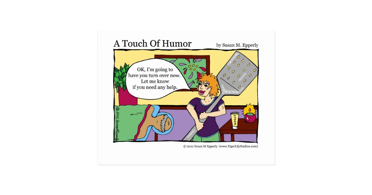 "A Touch of Humor" Spatula Massage Therapy Comic Postcard | Zazzle.com