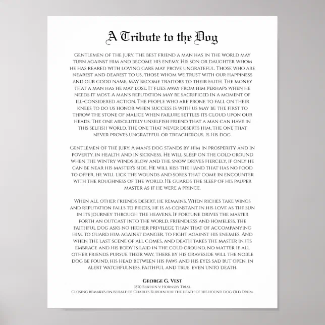 A Tribute to the Dog, Man's Best Friend Poster | Zazzle