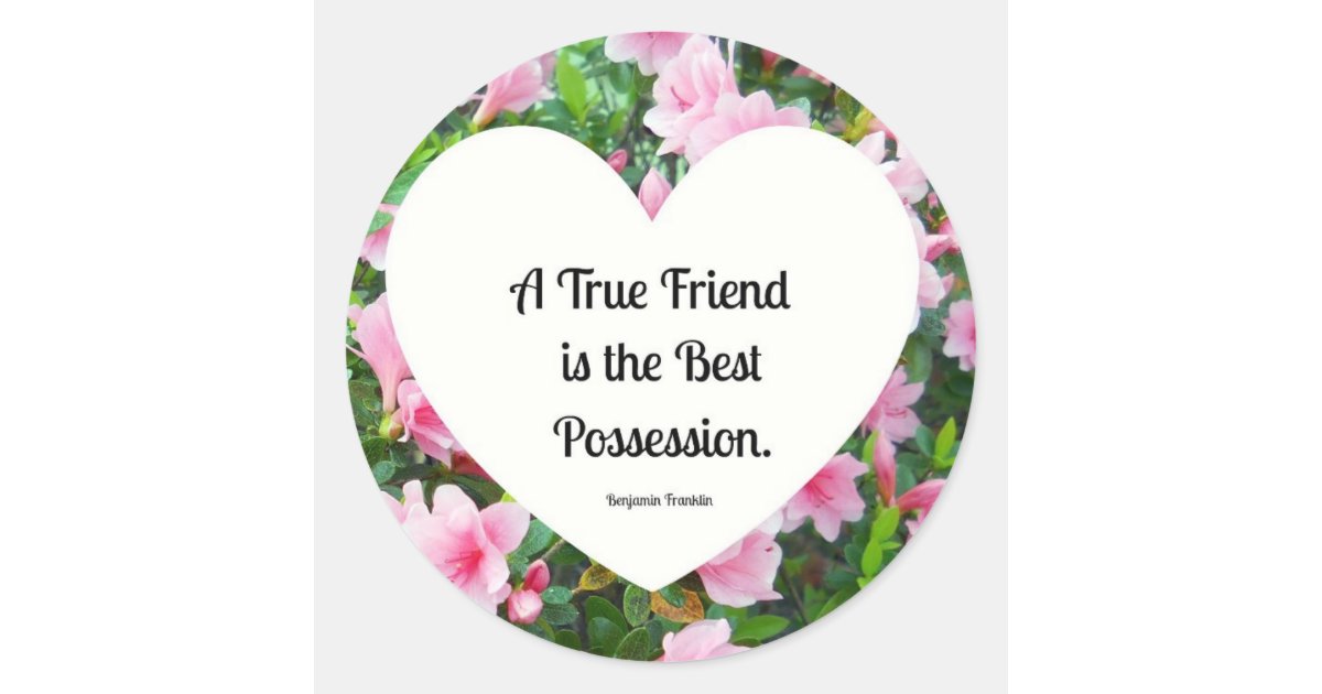 A true friend is the best possession. classic round sticker | Zazzle