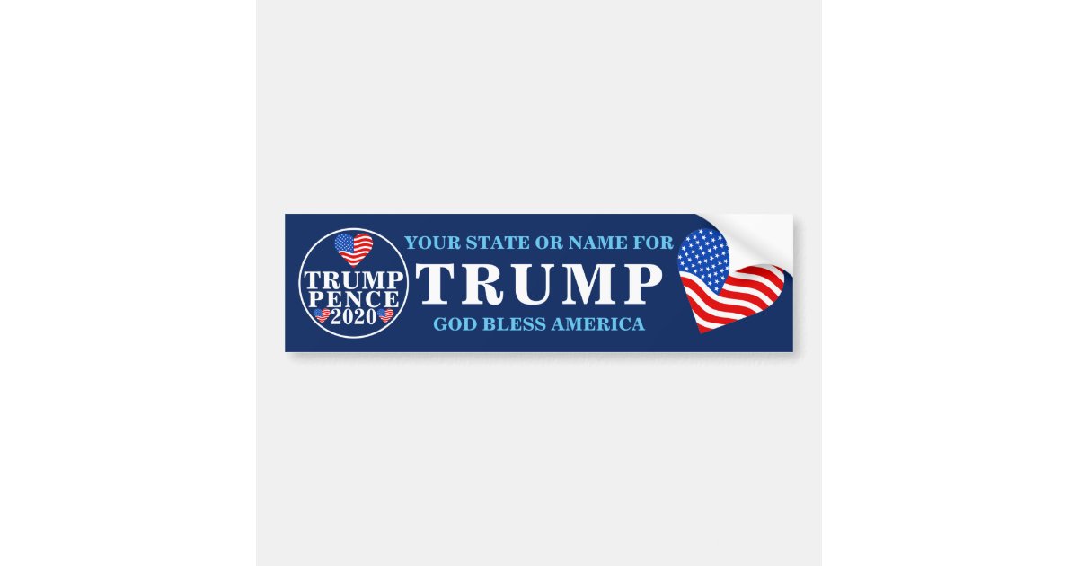 A Trump Pence 2020 Hearts USA God Bless America Bumper Sticker | Zazzle.com