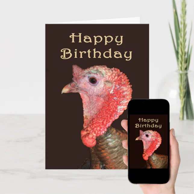 A Turkey Portrait, Happy Birthday" Humor. Card | Zazzle