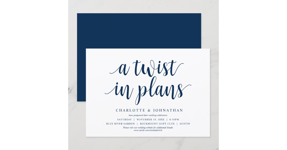 A twist in plans, Wedding Change the date Invitation | Zazzle
