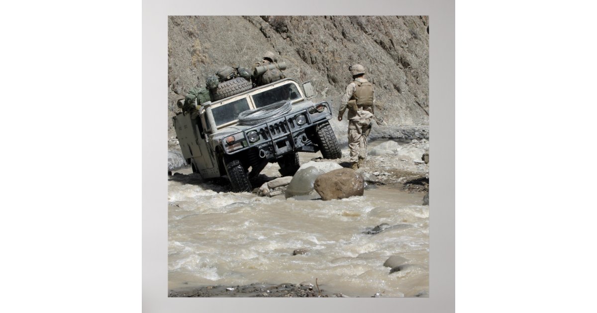 A US Marine guiding the driver of a Humvee Poster | Zazzle