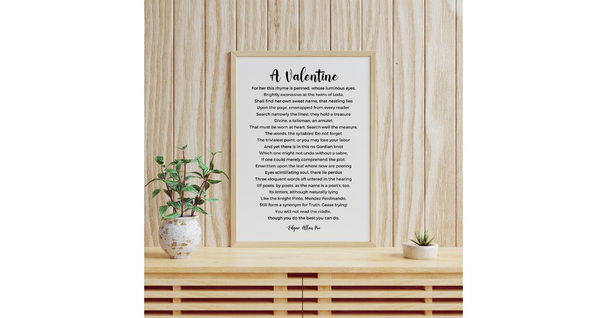 A Valentine Poem by Edgar Allan Poe Poster | Zazzle