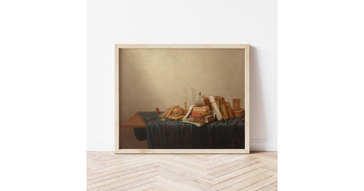A Vanitas with Books and Skull | Gerrit van Vucht Poster | Zazzle