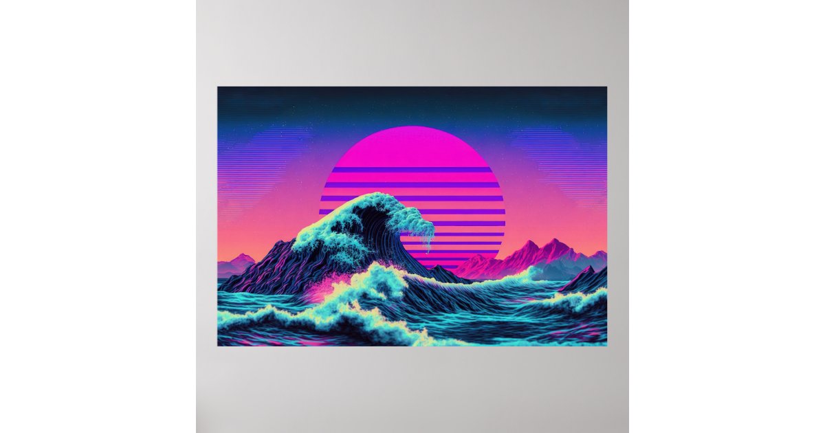 A Vaporwave Encounter with the Ocean's Majesty Poster | Zazzle