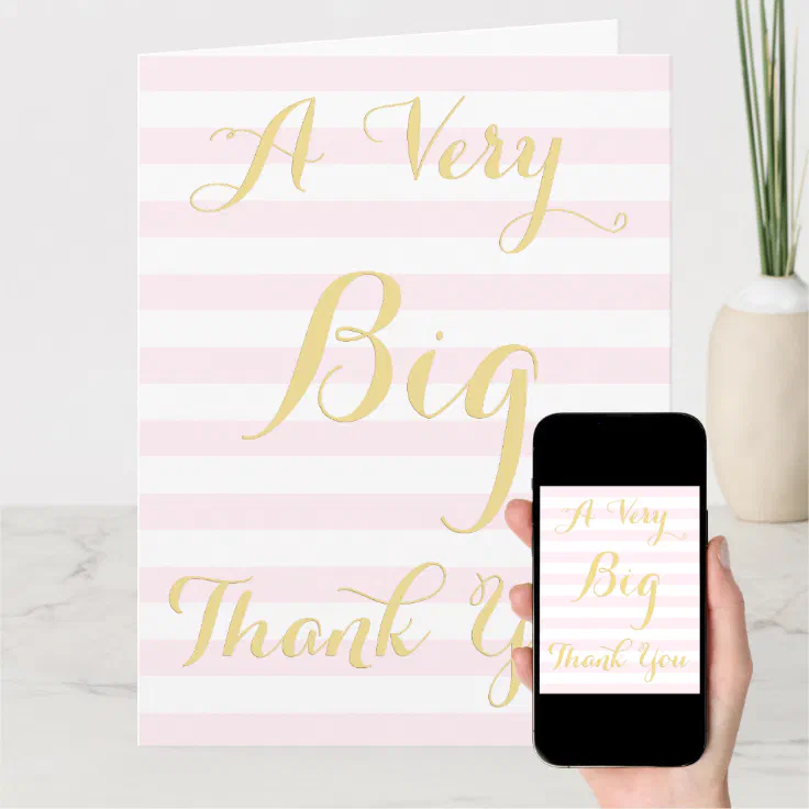 A Very BIG Modern Elegant Script Large Thank You Card | Zazzle