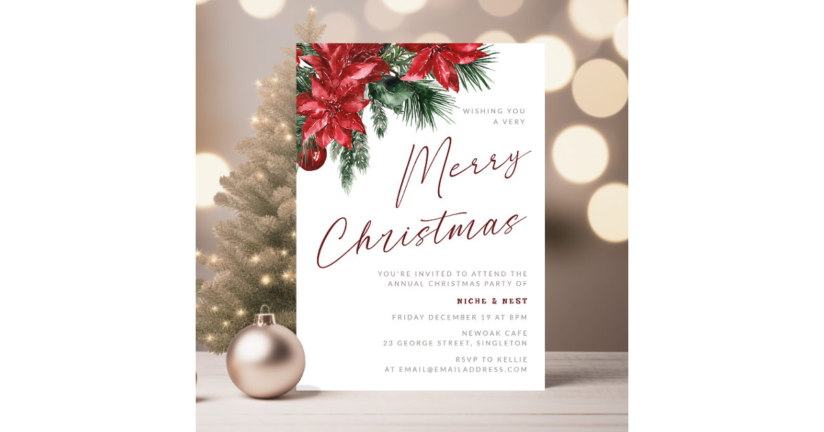 A Very Merry Christmas Classic Party Invitation | Zazzle