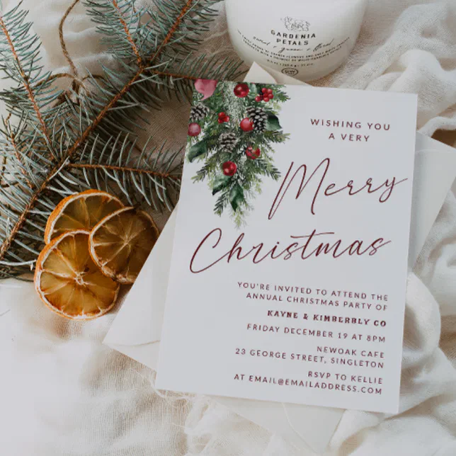 A Very Merry Christmas Party Modern Xmas Invitation | Zazzle