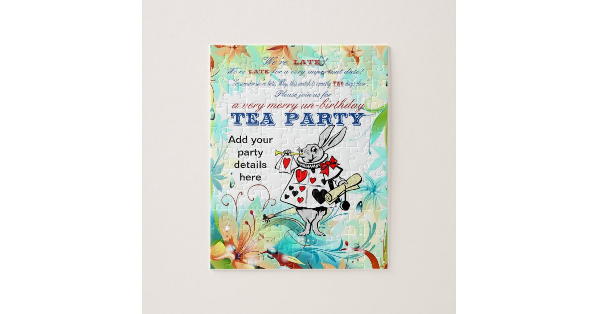 A Very Merry Unbirthday Invitation Jigsaw Puzzle | Zazzle