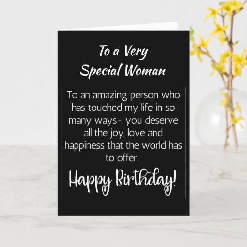 **A VERY SPECIAL WOMAN** ON YOUR BIRTHDAY CARD | Zazzle