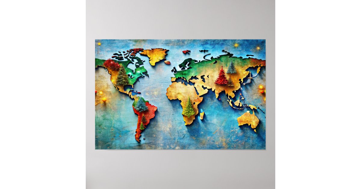 A Vibrant, Artistic Map of the World Poster | Zazzle