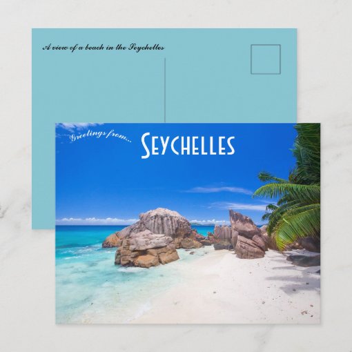 A View of a Beach in the Seychelles Postcard | Zazzle