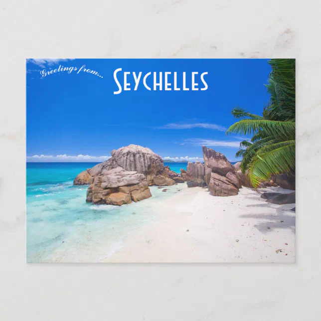 A View of a Beach in the Seychelles Postcard | Zazzle