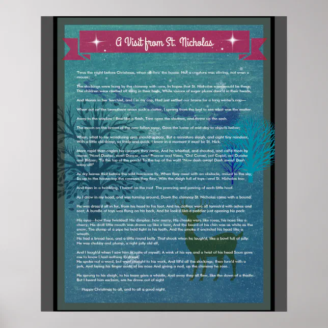A Visit From St. Nicholas - Holiday Poster | Zazzle