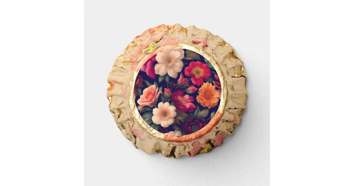 A wallpaper with a floral pattern reese's peanut butter cups | Zazzle