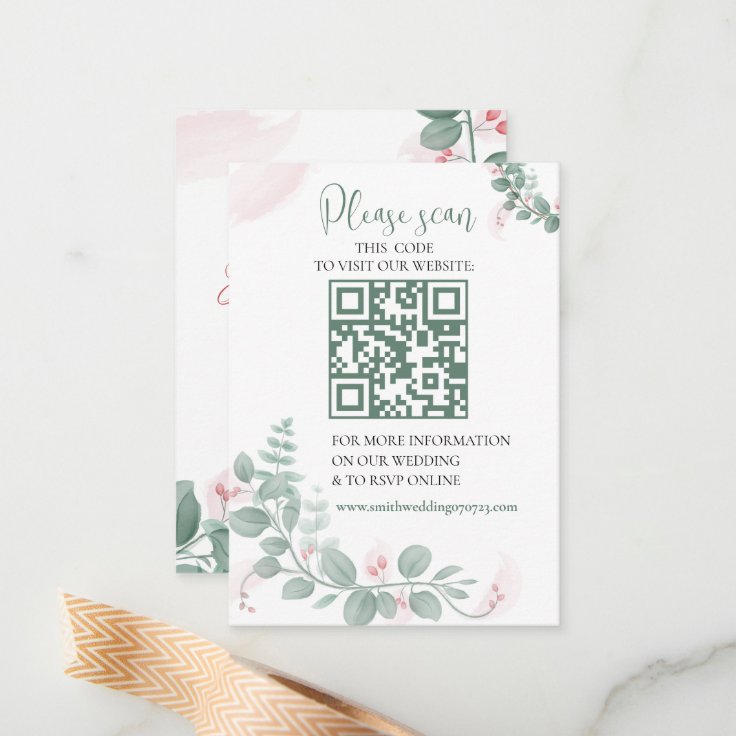A Wedding RSVP with QR Code Enclosure Card | Zazzle